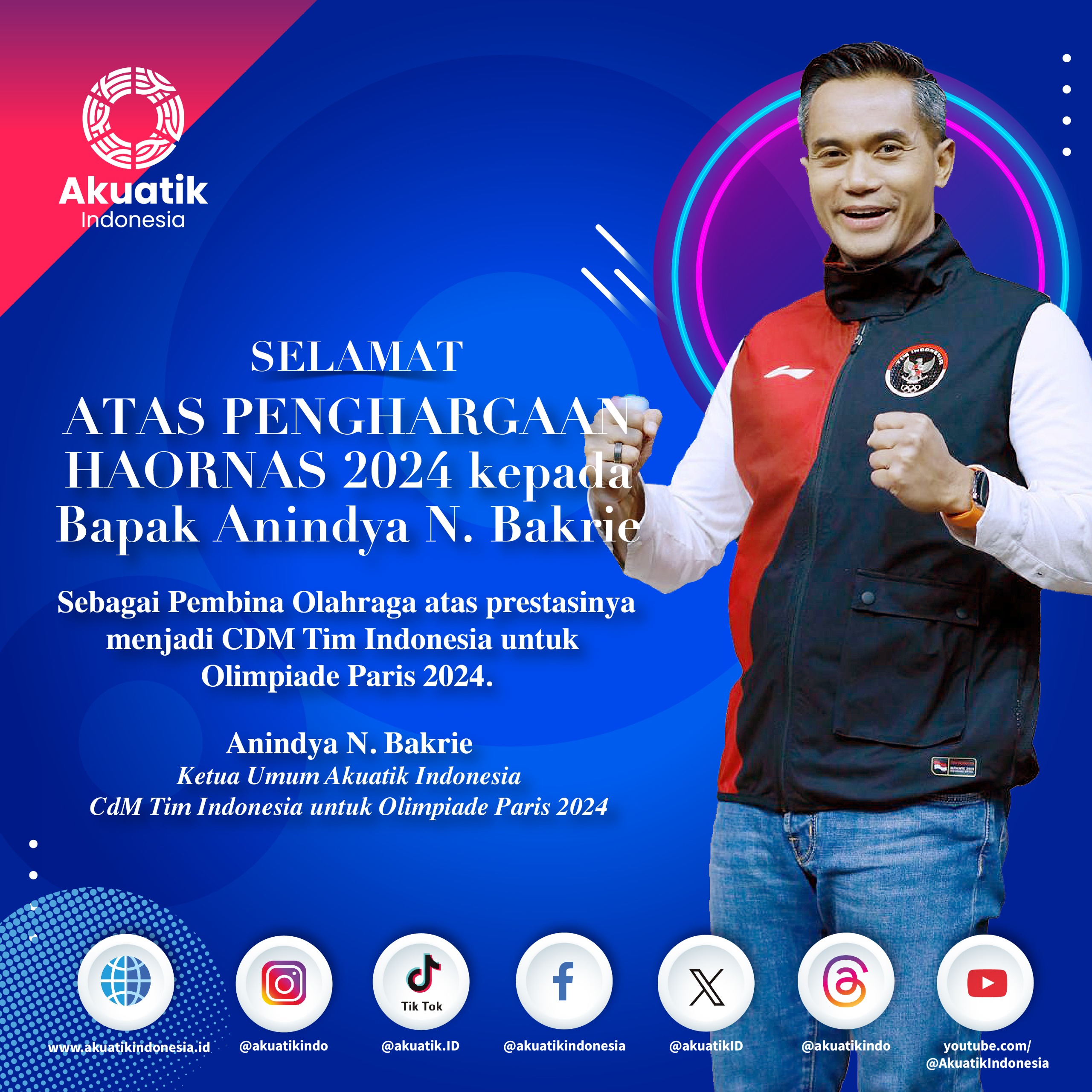 Berhasil di Olimpiade Paris, CdM Anindya Bakrie Terima Penghargaan ...